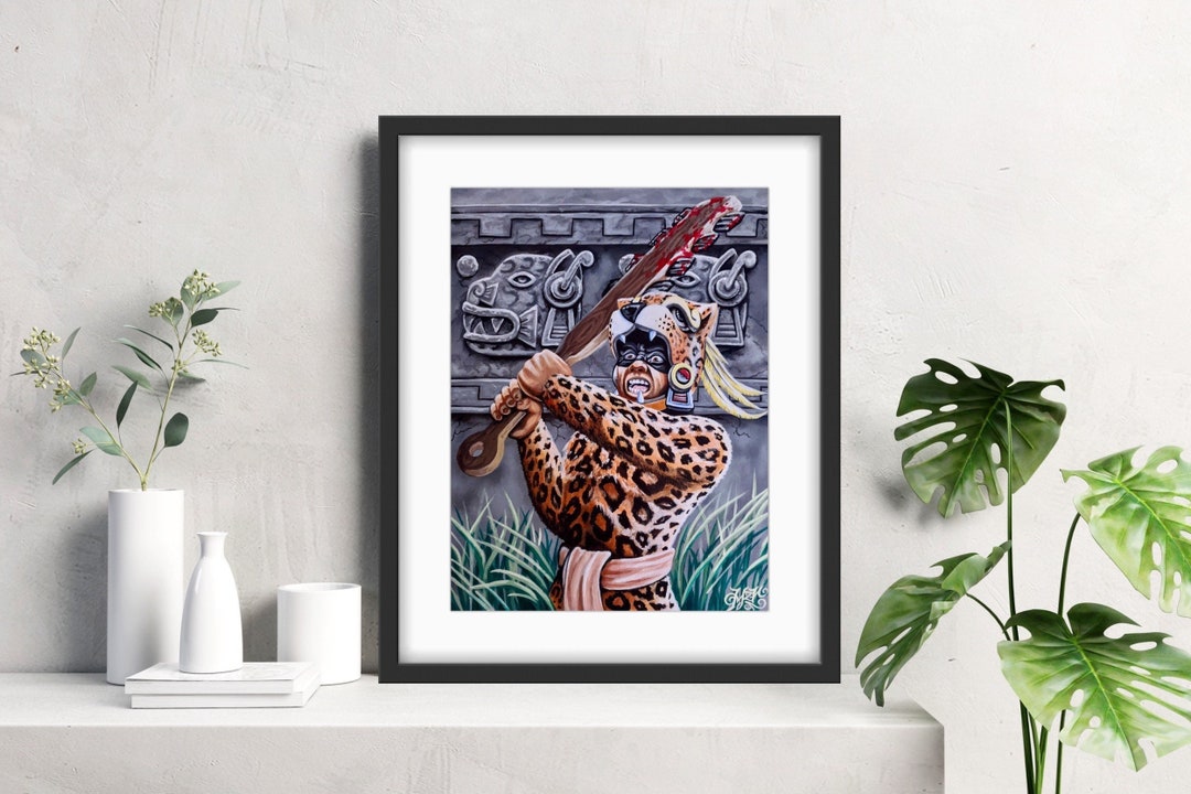 Poster Print Jaguar Warrior Aztec Art Aztec Wall Art Aztec - Etsy