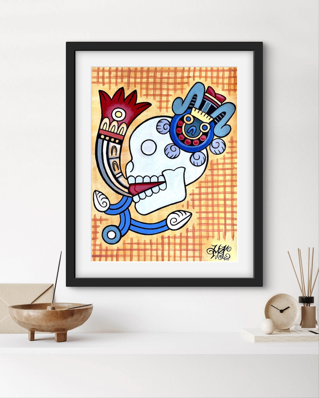 Aztec Skull Art Miquiztli Poster Print – Pre-hispanic Mexican Mythology ...
