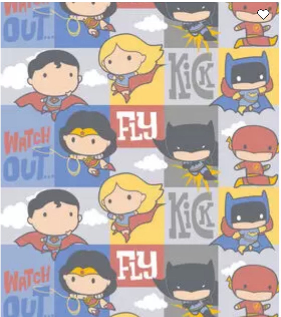 DC Comics Cotton Fabric Heroes in Action, Batman, Wonder Women, Flash ...