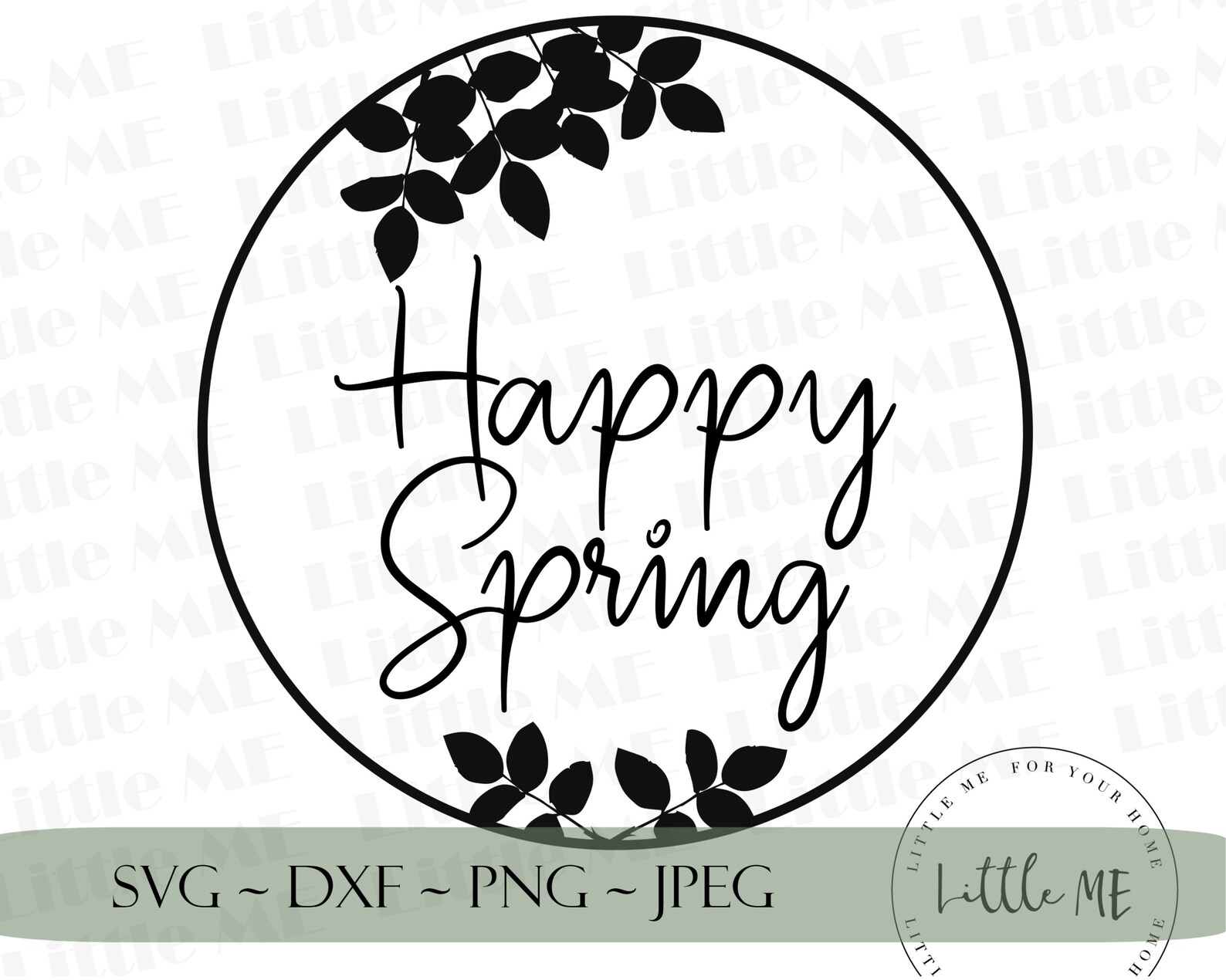 Round Happy Spring Svg Cut File for Wood Signs, Round SVG Design for ...
