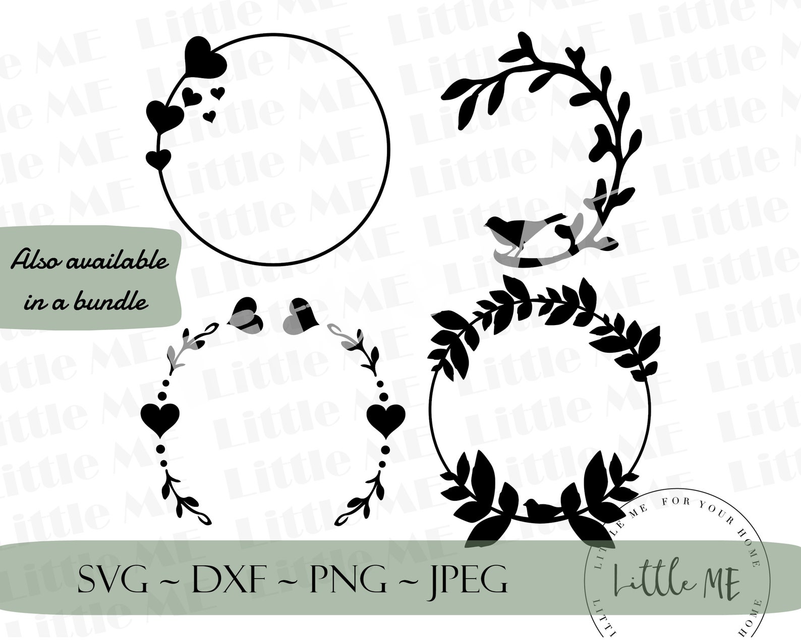 Leaf Svg Round Monogram Cut File for Wood Signs, Cards, Mugs, Etc ...