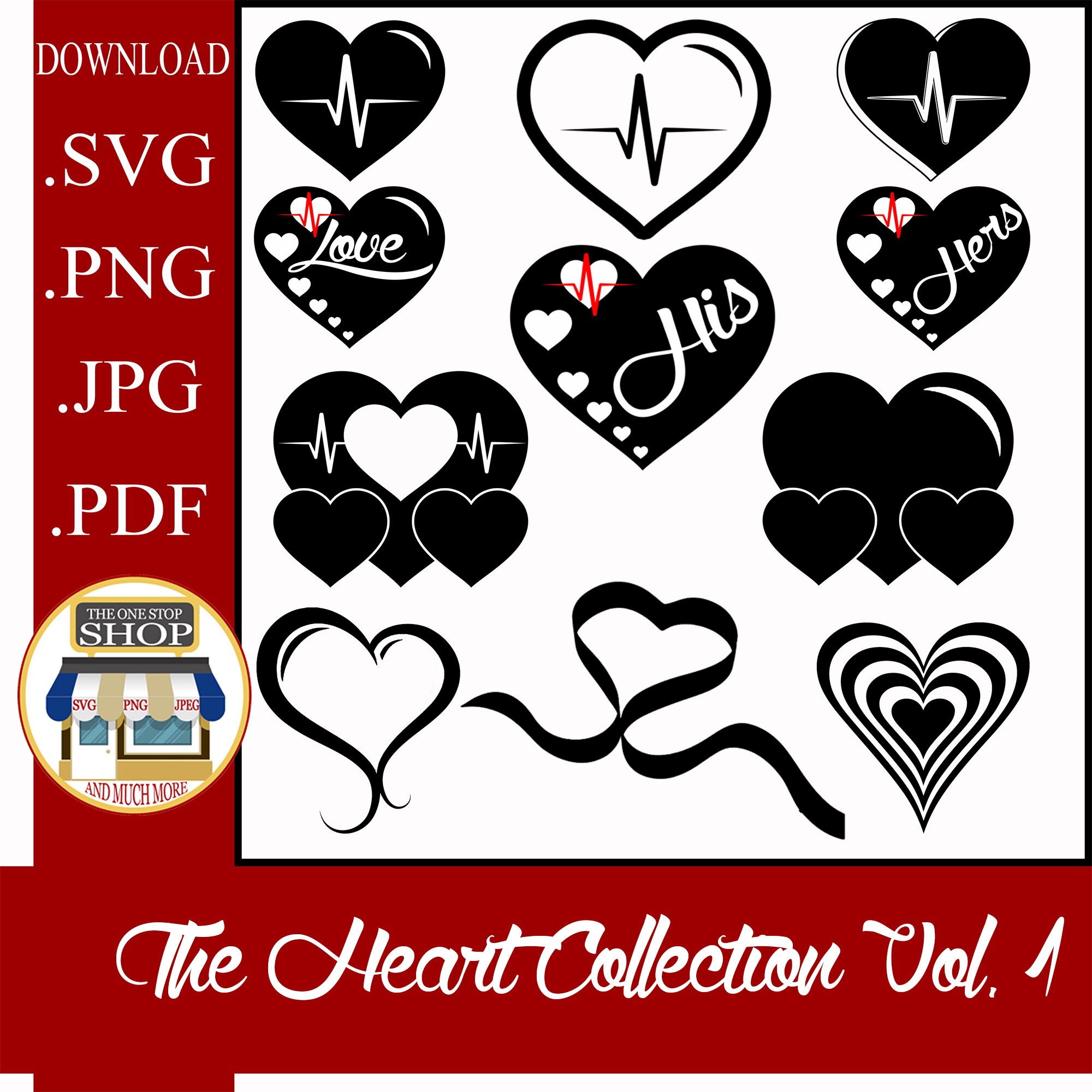 The Heart Collection Vol. 1 ,SVG, PNG, JPG, Pdf. Perfect for Cups ...