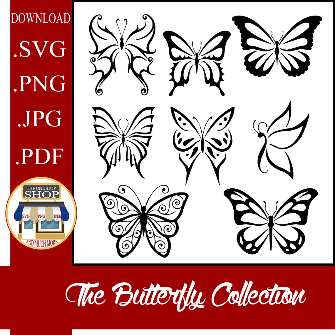 The Butterfly Collection. Cut File SVG, PNG, JPG, Pdf. Perfect for Cups ...
