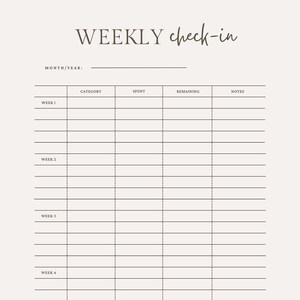 Weekly Check-in Template - Etsy