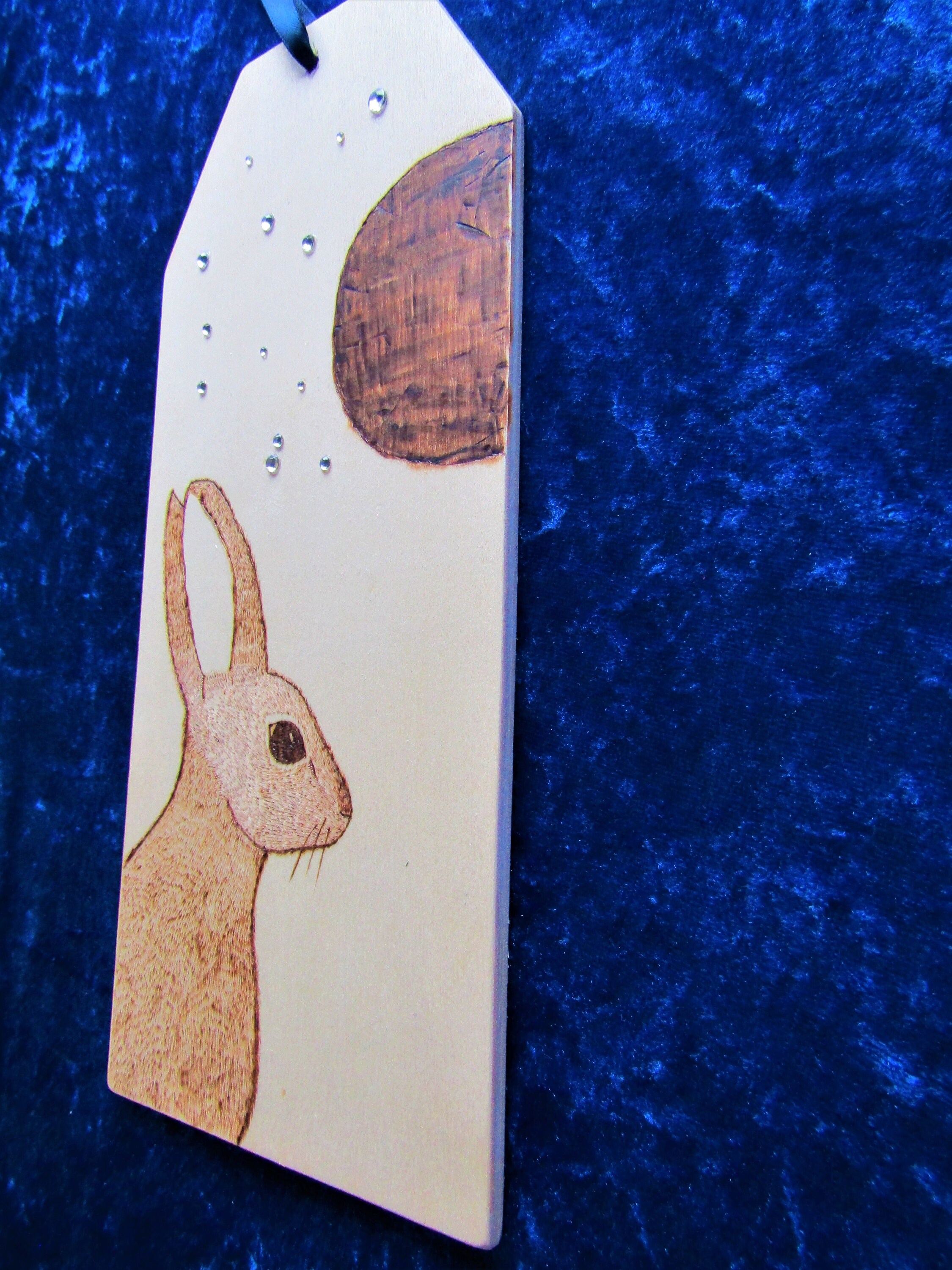 Moon Gazing Hare Pyrography Wall Art - Etsy