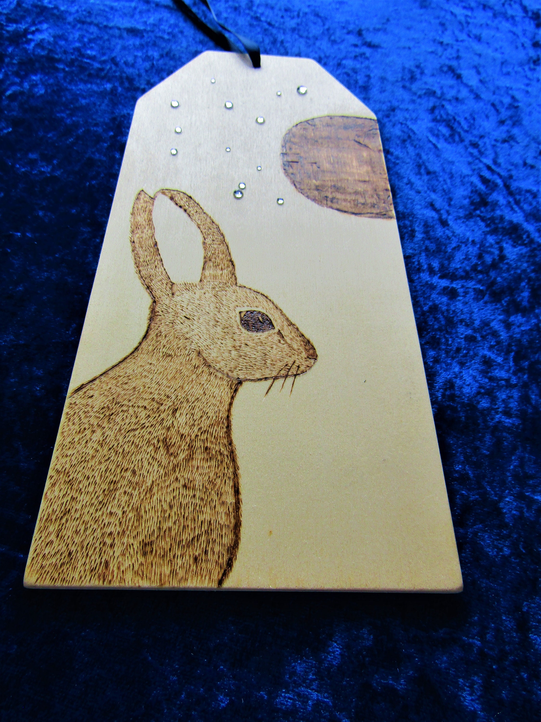 Moon Gazing Hare Pyrography Wall Art - Etsy