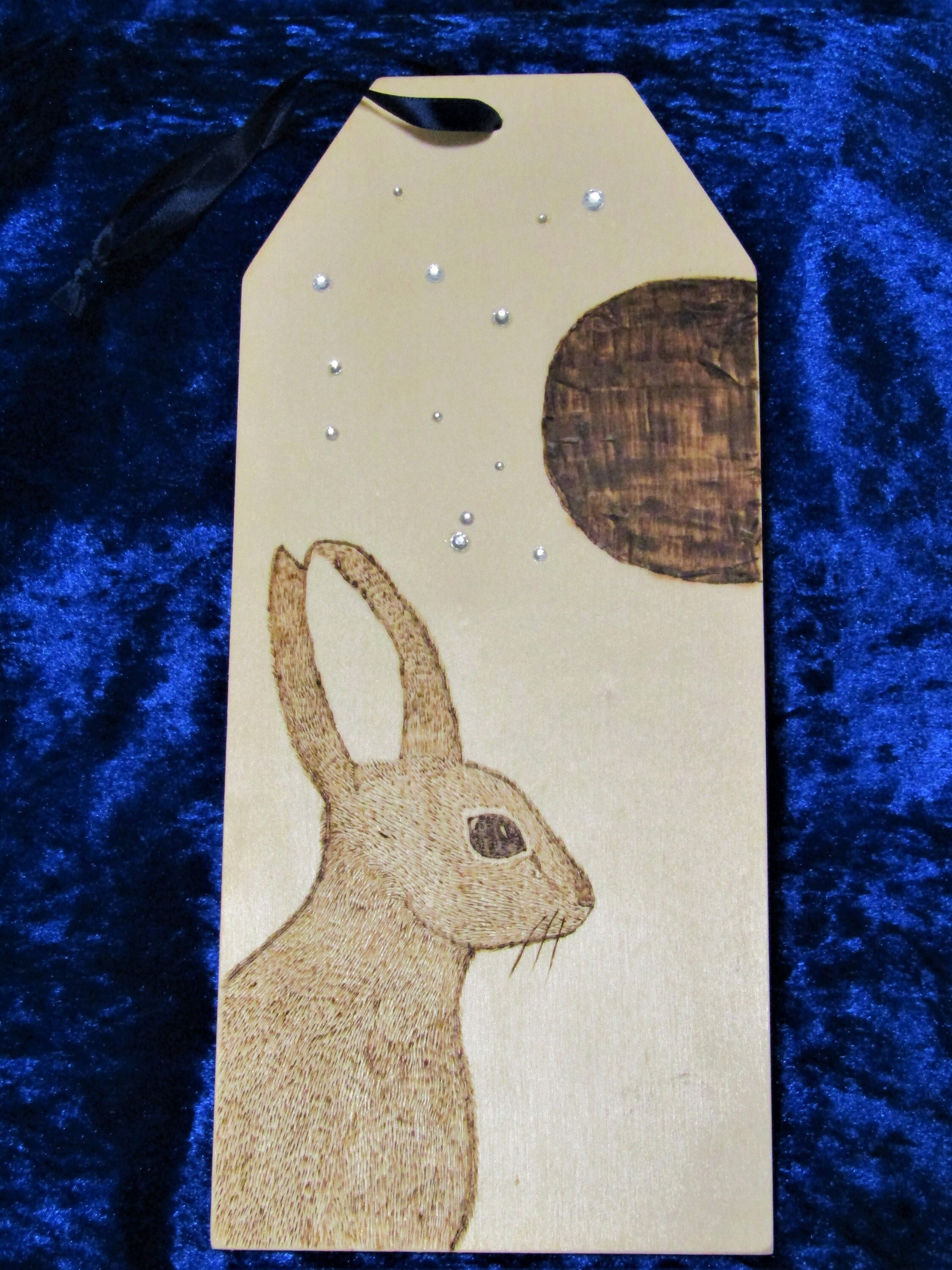 Moon Gazing Hare Pyrography Wall Art - Etsy