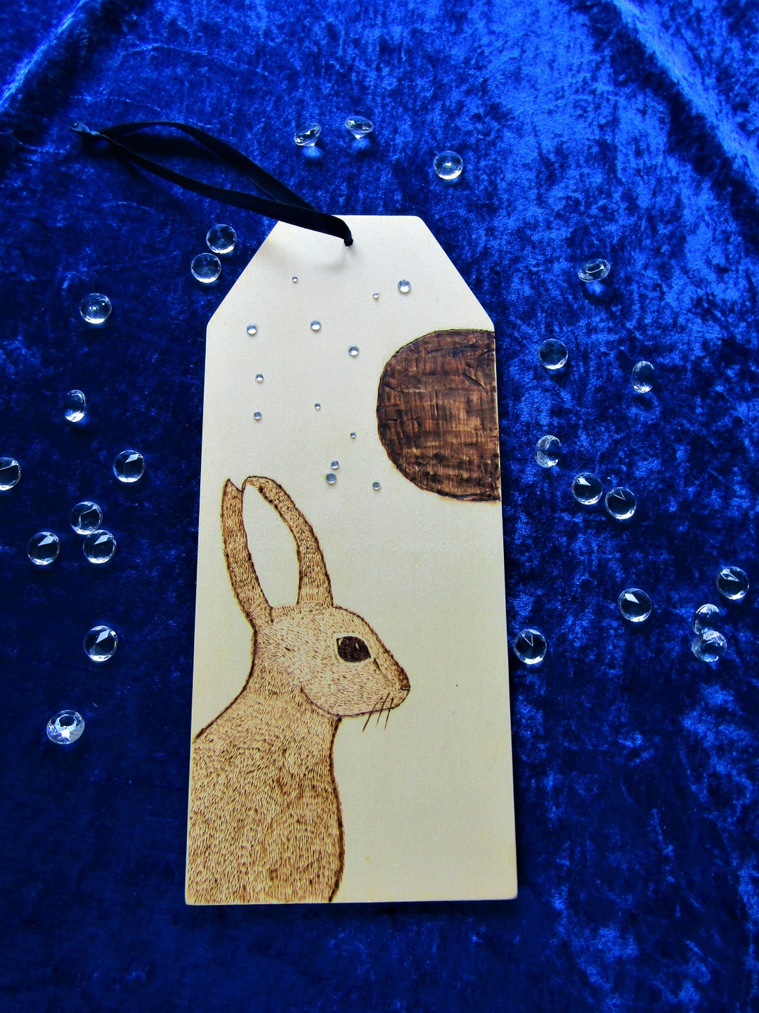 Moon Gazing Hare Pyrography Wall Art - Etsy