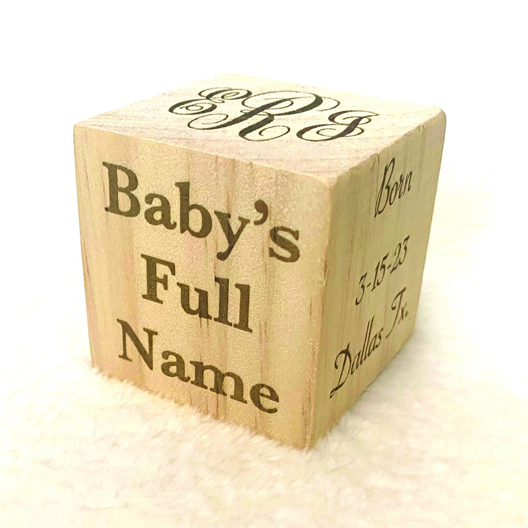 Personalized Baby Block New Baby Gift Birth Block Personalized Baby ...