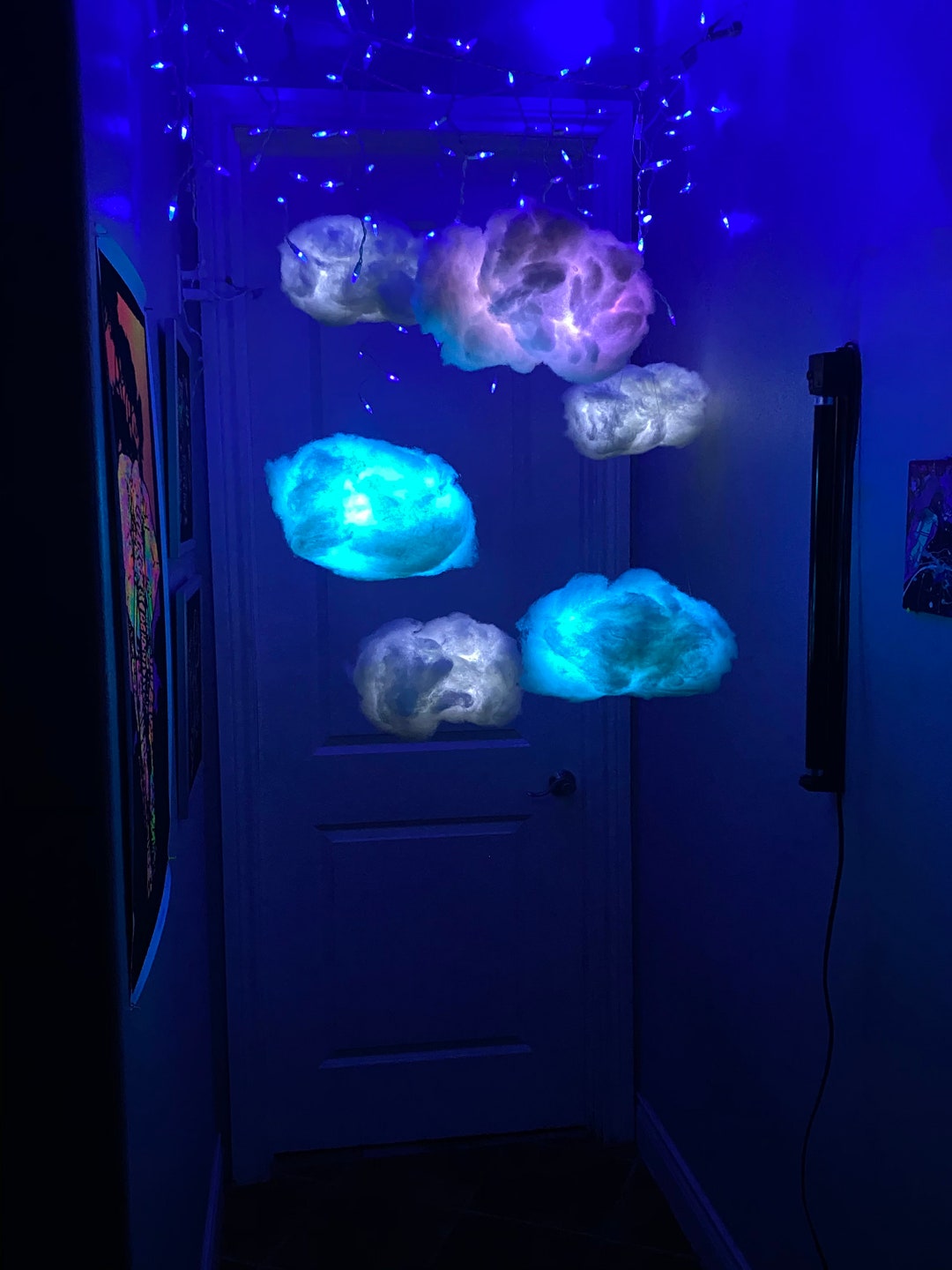 CLOUD LED Light XL 20",hanging Cloud, Nursery Light. Timer, Flash, Fade ...