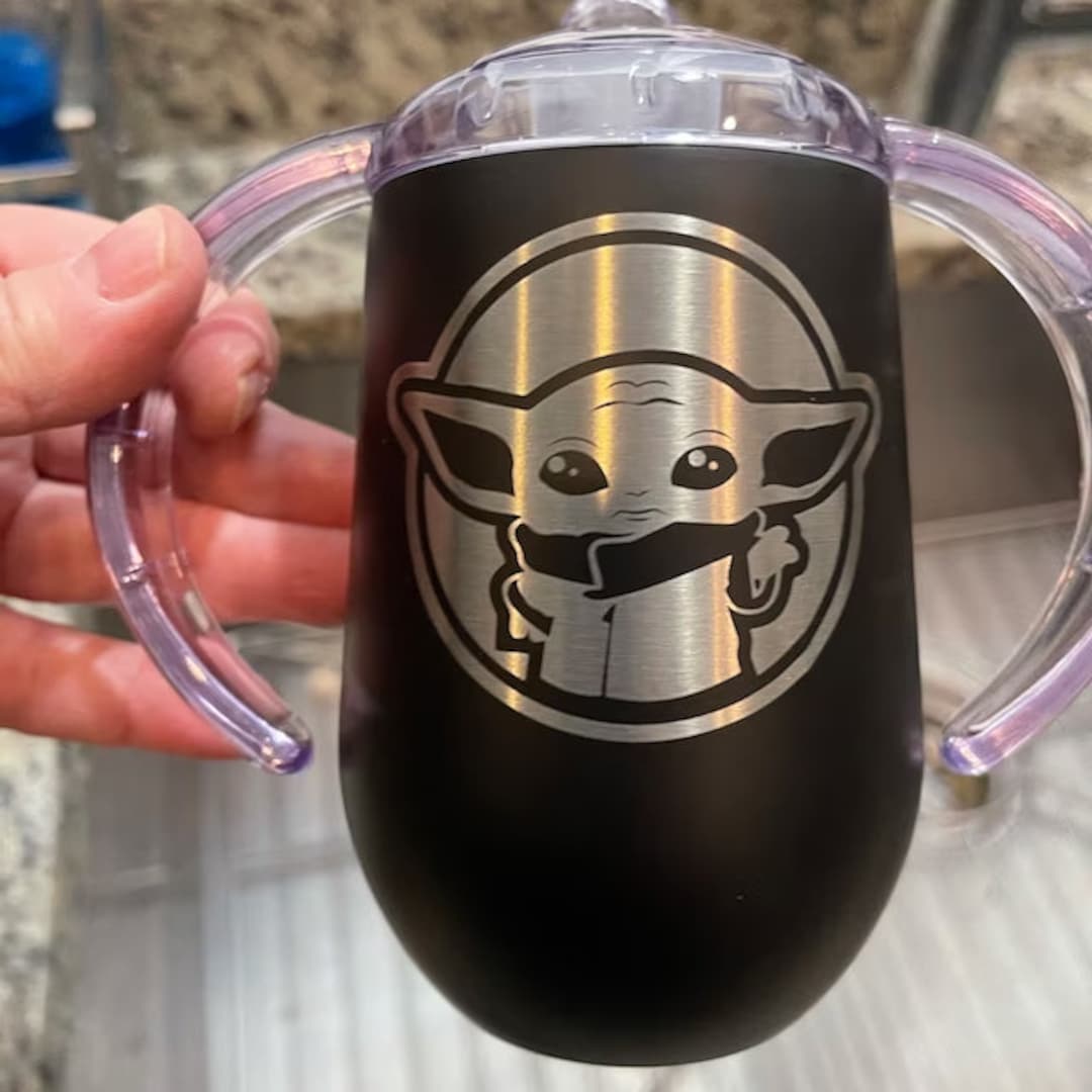 Personalized Grogu Sippy Cup: Laser Engraved Stainless Steel, Star Wars ...
