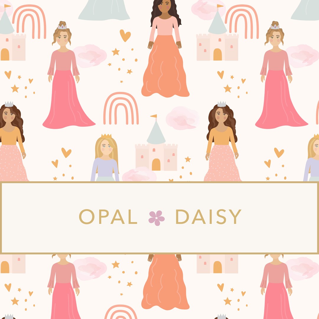 Princesses, Pink Light Blue - DIGITAL REPEATING PATTERN - Etsy