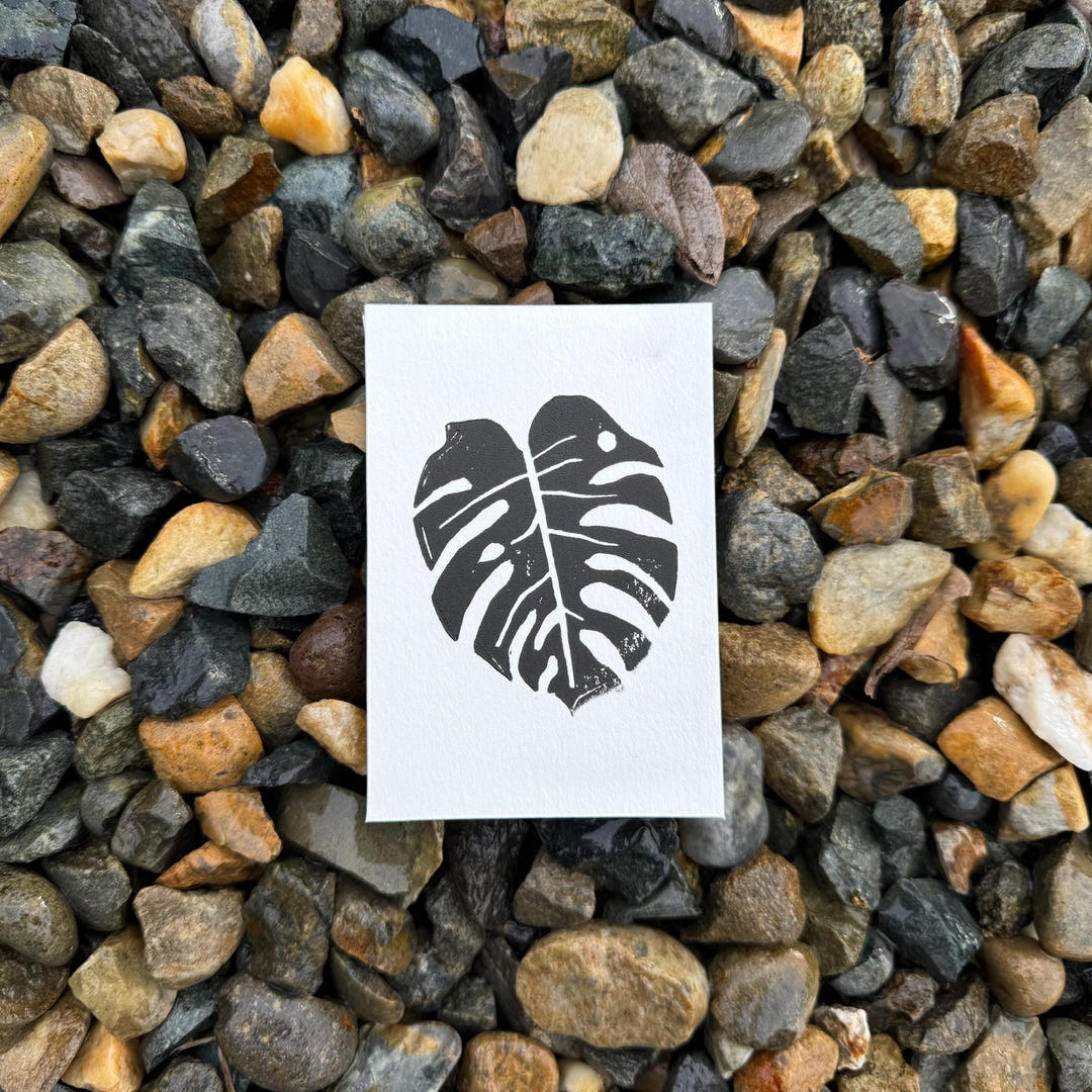Hand-pulled Monstera Leaf Block Print | Nature-inspired Artwork ...