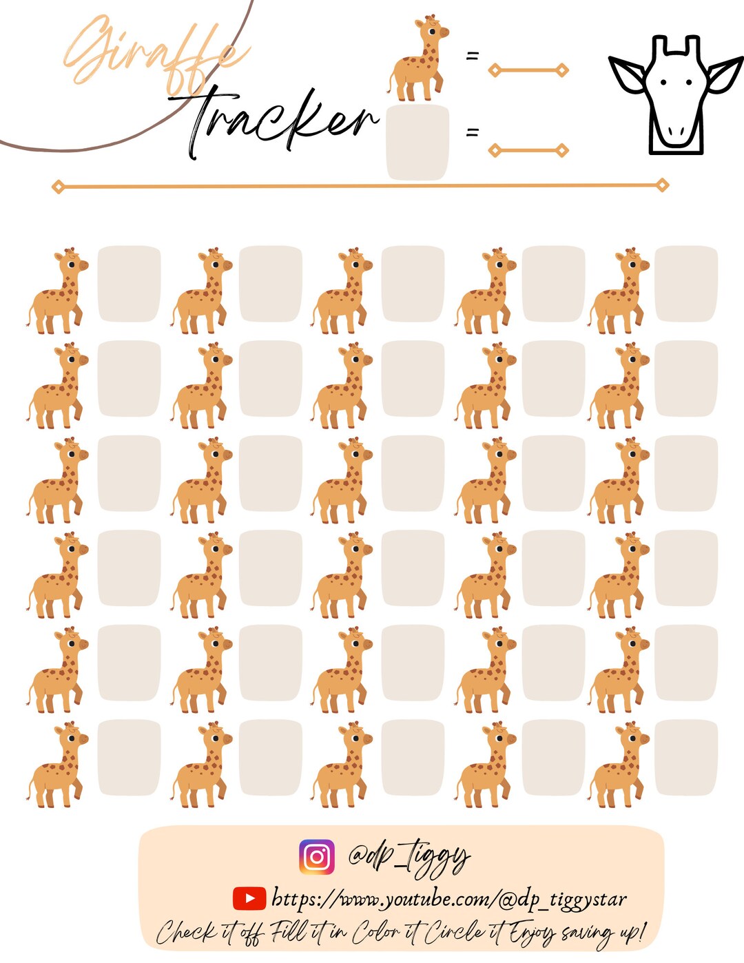 Giraffe Savings Tracker, Cash Envelopes Organizer, Money Challenge ...