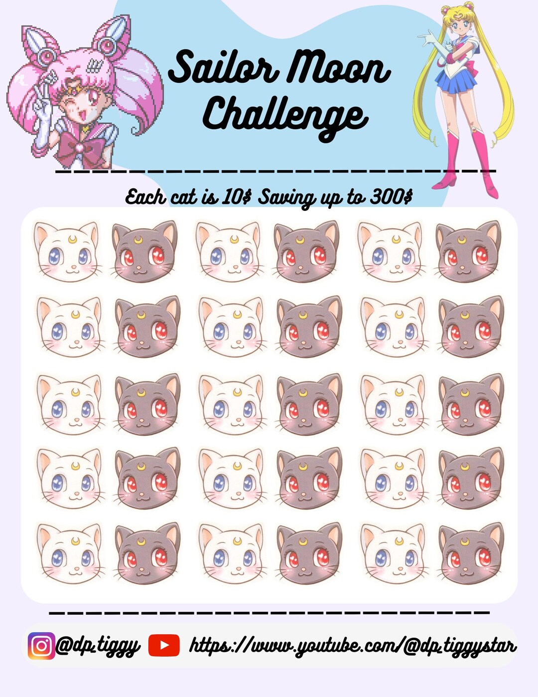 Sailor Moon Savings Challenge Kit, Cash Stuffing, Mystery Saving - Etsy