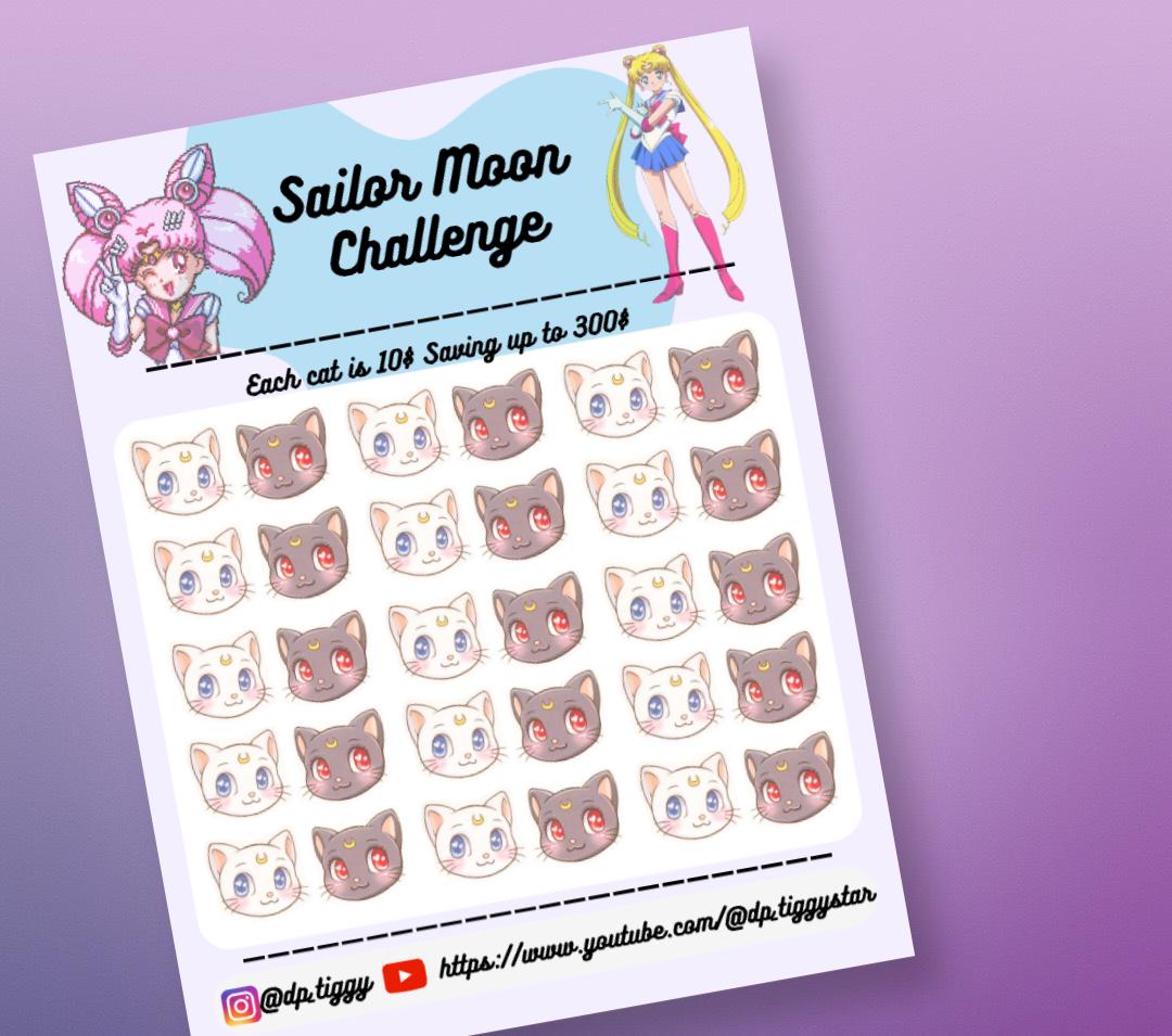 Sailor Moon Savings Challenge Kit, Cash Stuffing, Mystery Saving - Etsy