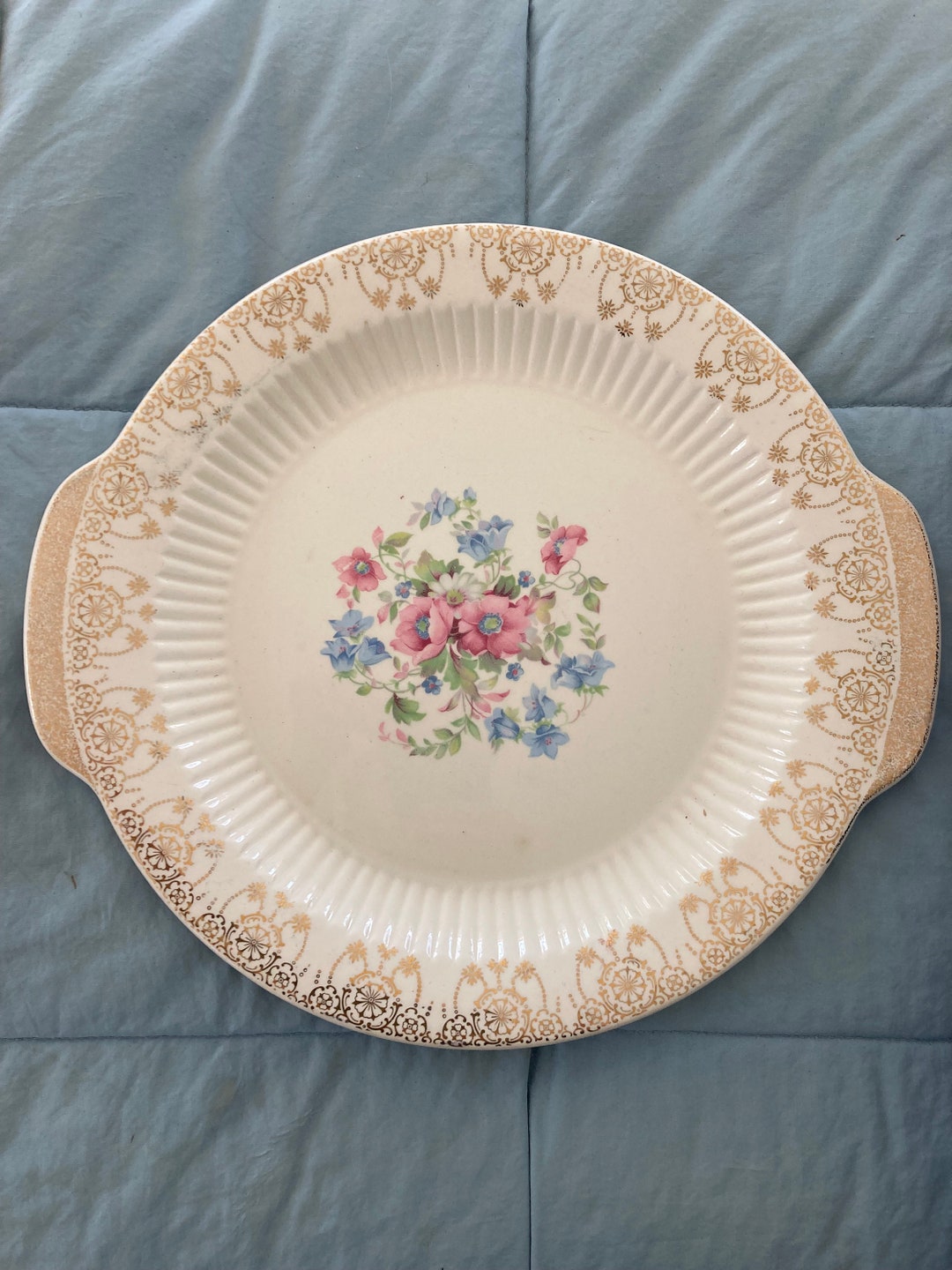 Vintage Royal National Brotherhood Serving Plate - 22K Gold Trim, Pink ...