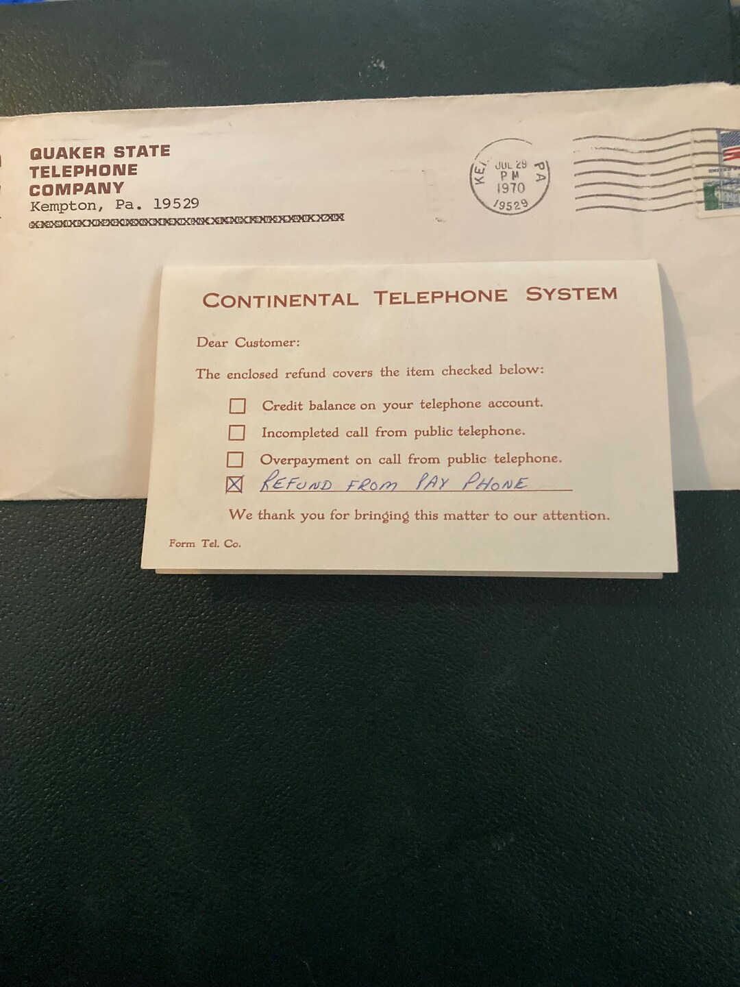 Refund Slip and Dime From a 1970s Payphone - Vintage Telephone ...