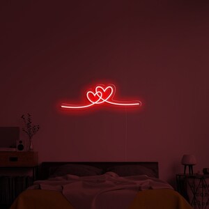 Double Heart Neon Signs, White LED Neon Lights ,decorative Lover Neon ...