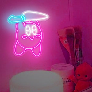 KIRBY Neon Sign/kirby Knife Neon Sign/kirby Neon Decor/anime - Etsy