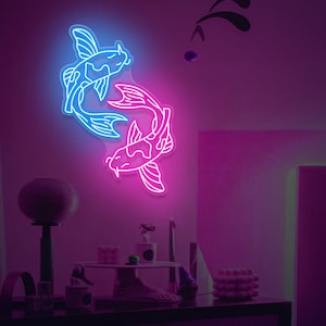 Koi Fish Neon Sign, Japanese Neon Signs, Koi Fish Art Neon Restaurant ...