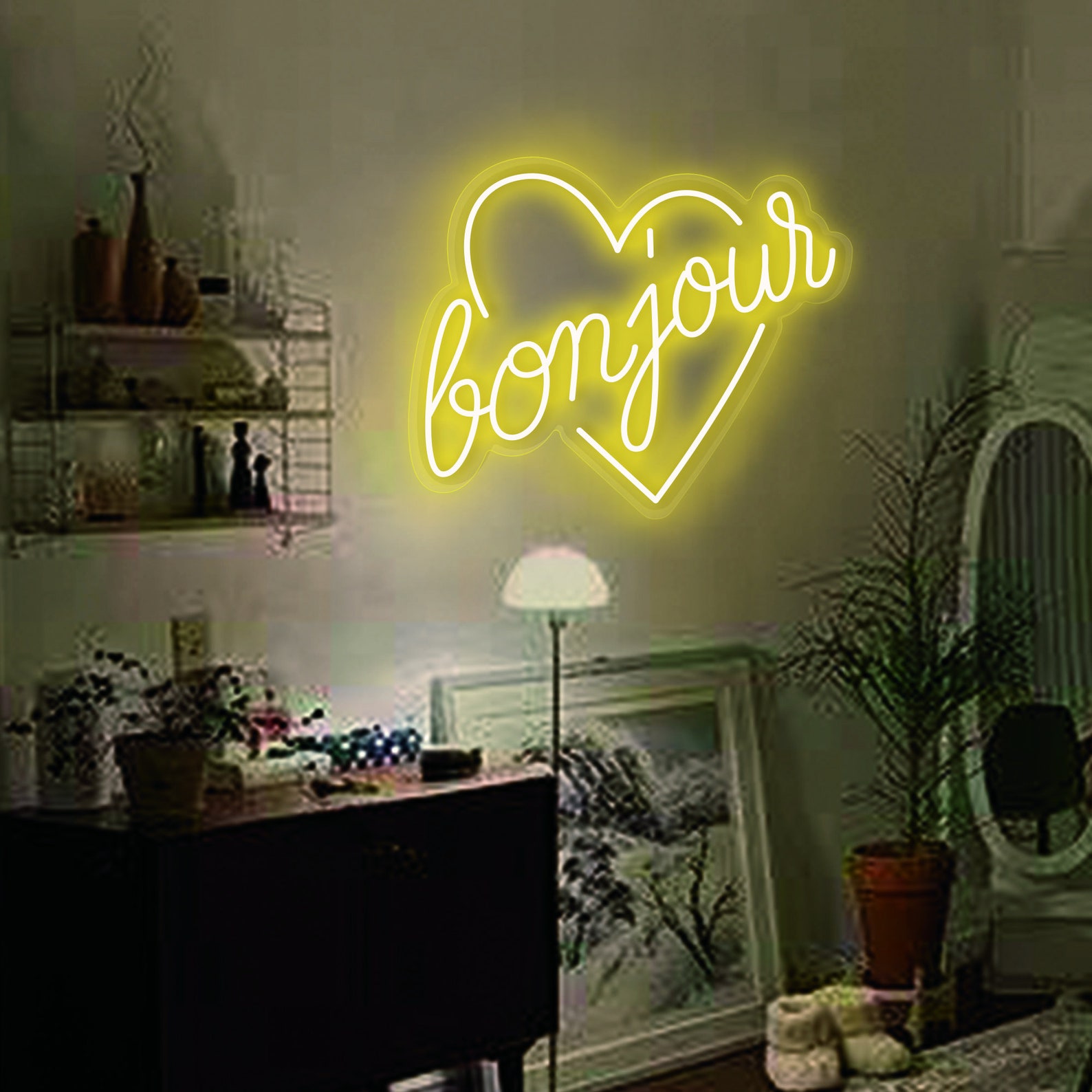 Amour With Heart Neon Sign, Wedding Neon Sign, Name Neon Sign, Wall ...