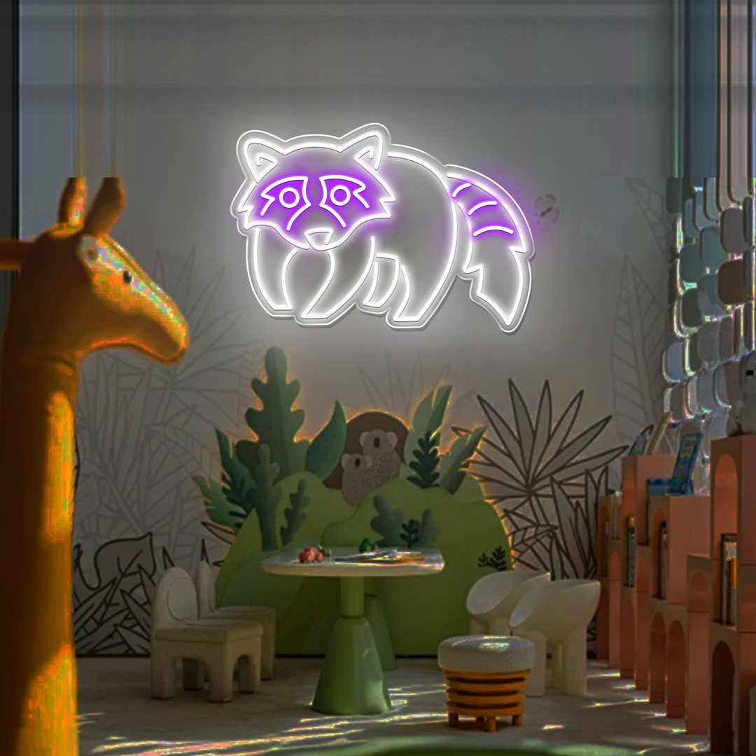 Raccoon Neon Sign/ Cute Raccoon Led Neon/ Animal Raccoon Led Light ...