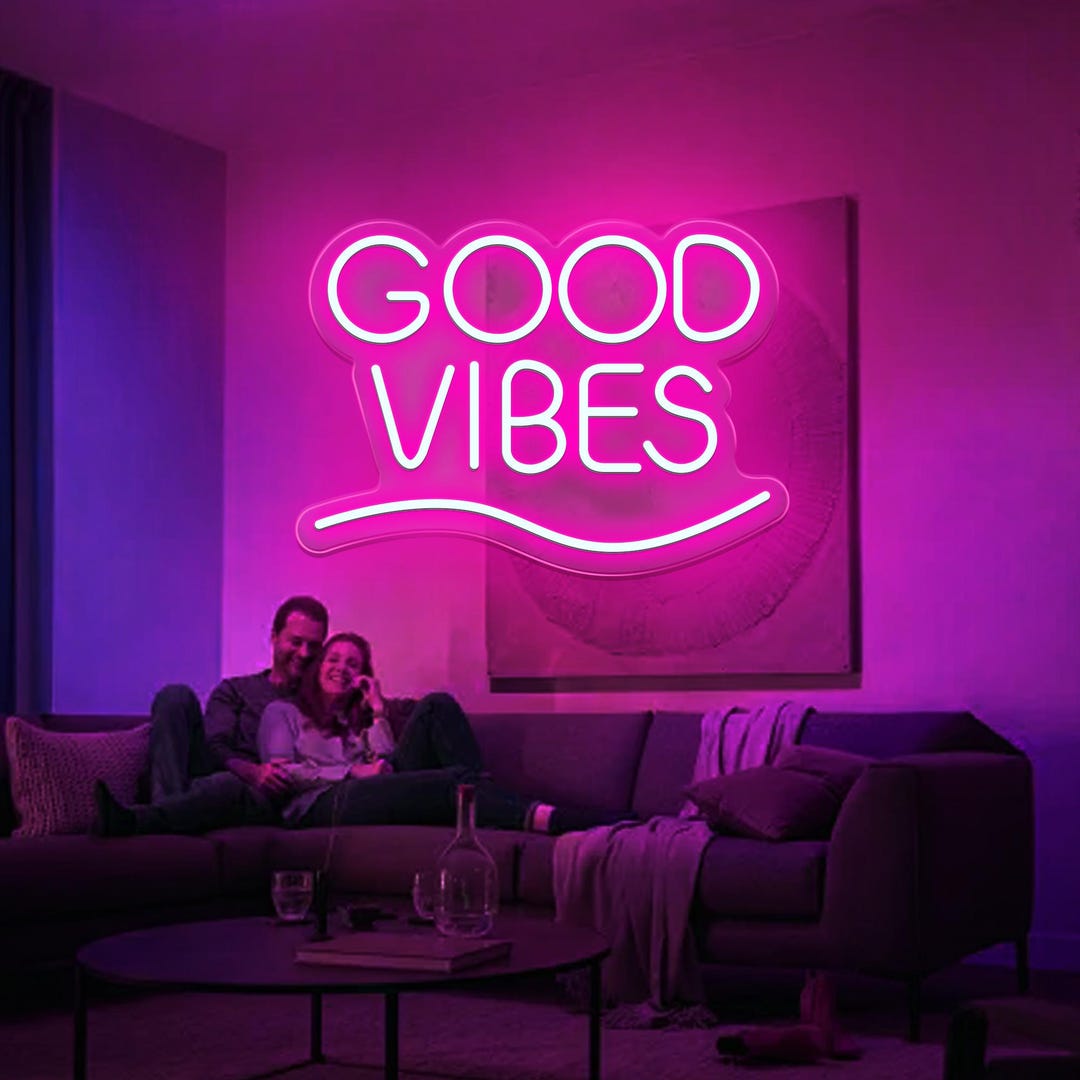 Good Vibes Neon Sign, Large Good Vibes Neon Lights for Bedroom, Wall ...