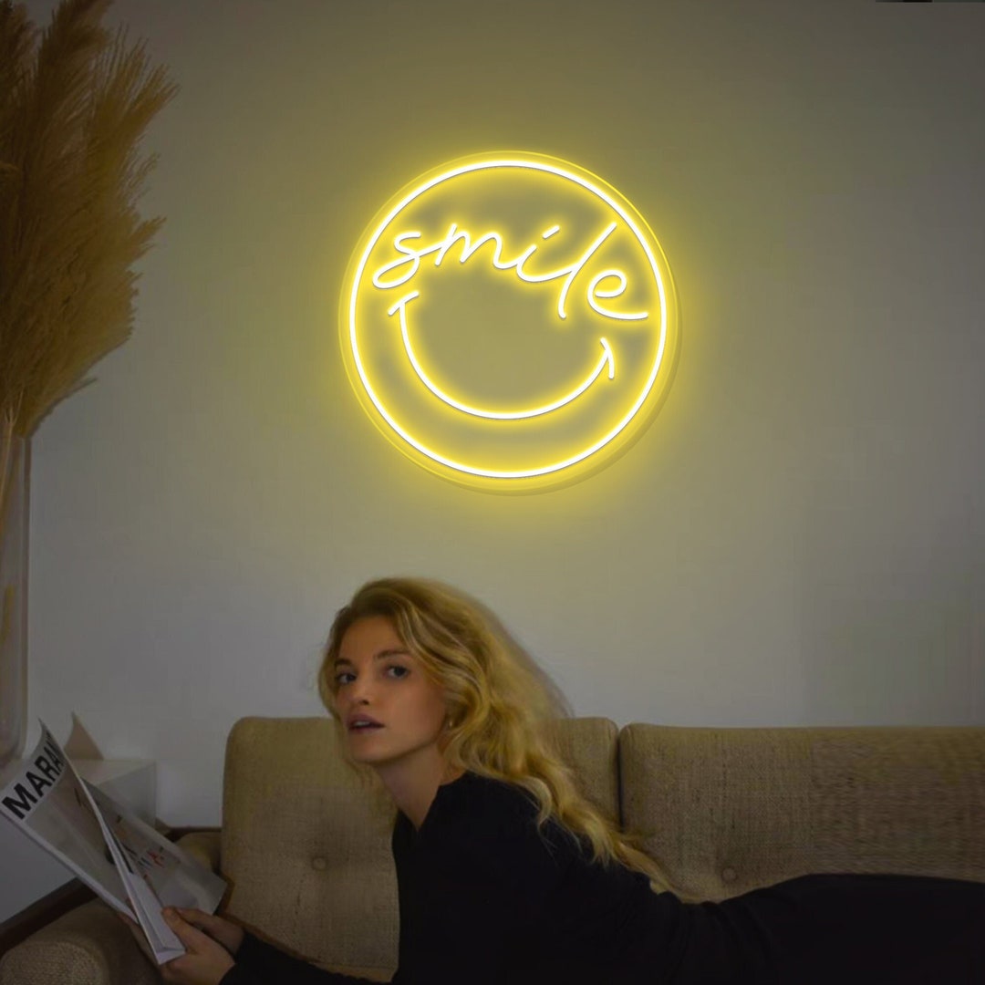 Smile Led Neon Light/ Happy Face Neon Sign/ Smile Neon Sign/ Smile Face ...