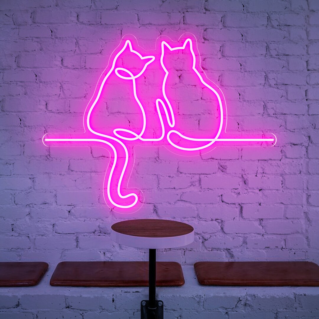 Couple Cats Neon Sign, Couple Cats Led Sign,home Kids Baby Room Bedroom ...