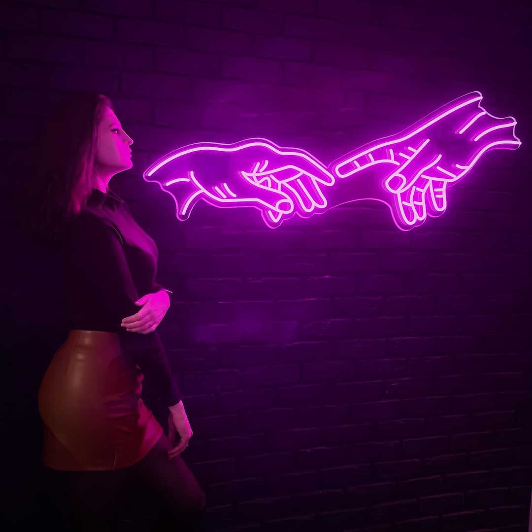 Hands of God Neon Sign, Hand of God Wall Art Neon Sign, Interior ...