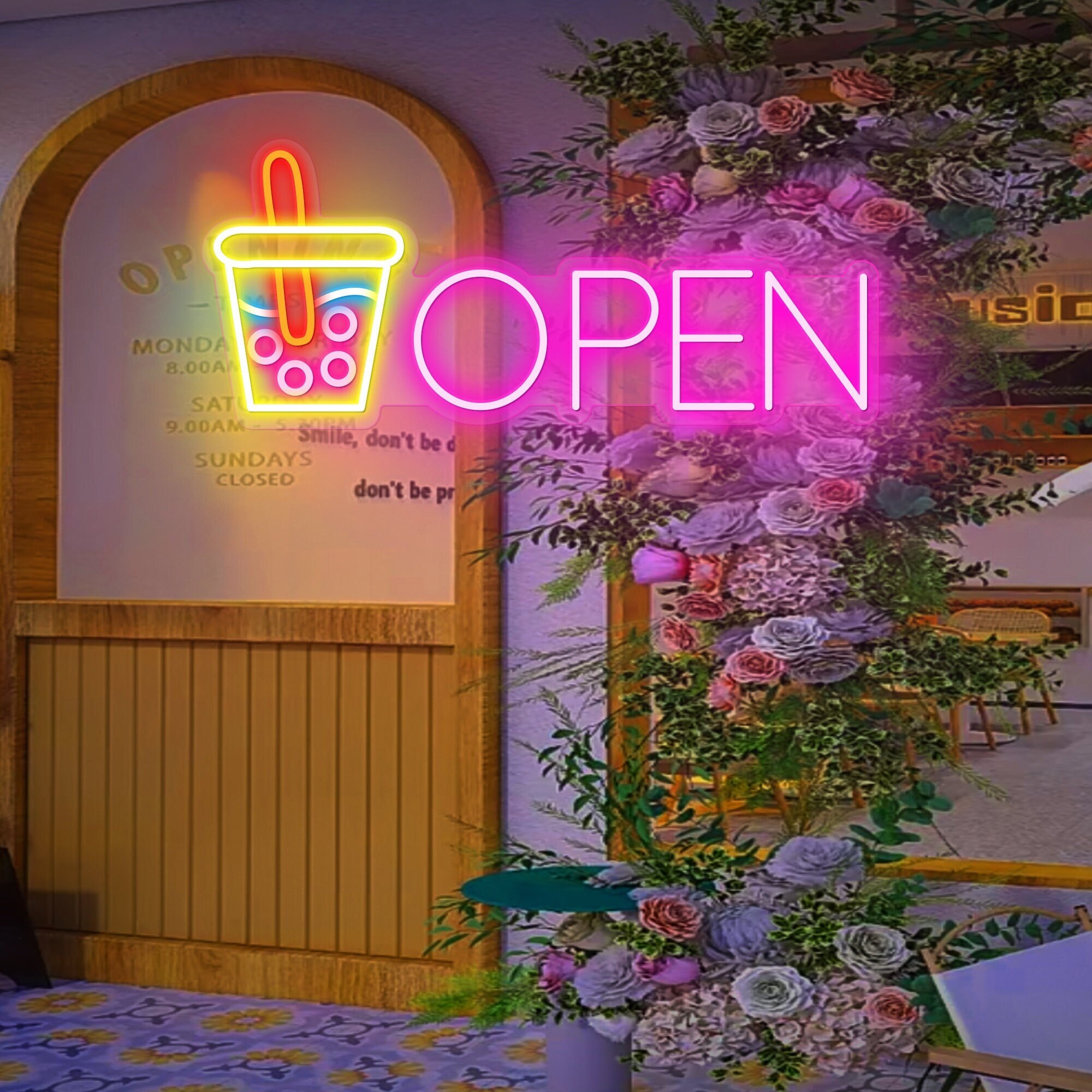 Boba Tea Open Sign|open Bubble Tea Neon Sign|open Milk Tea Neon Sign ...