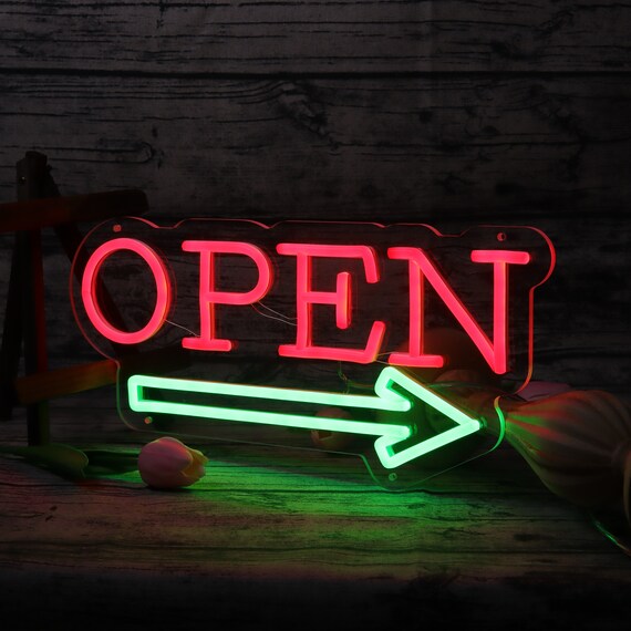 Neon Open Arrow Sign