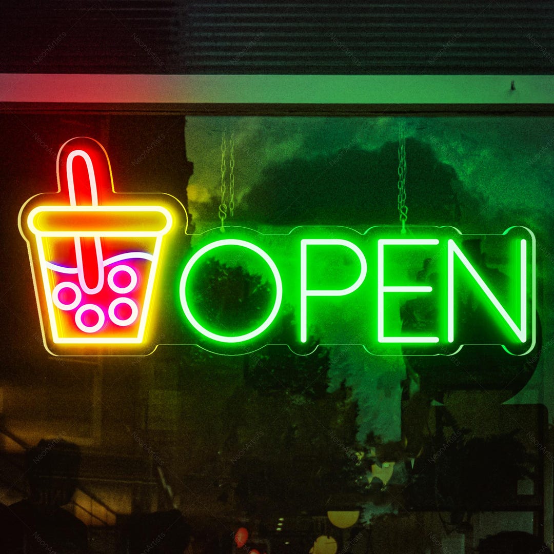 Boba Tea Open Sign|open Bubble Tea Neon Sign|open Milk Tea Neon Sign ...