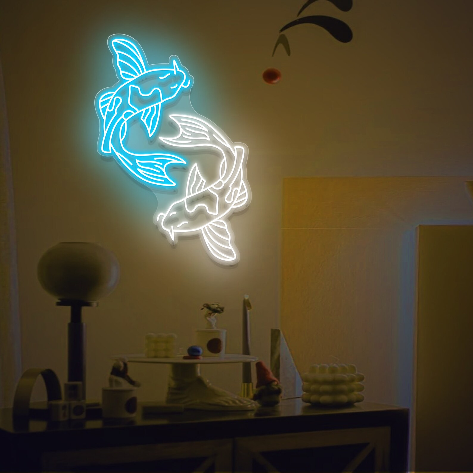 Koi Fish Neon Sign, Japanese Neon Signs, Koi Fish Art Neon Restaurant ...