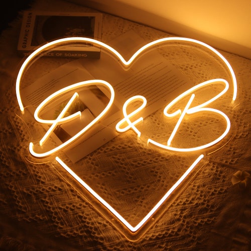 Custom Initials Neon Sign Heart Initials Sign Wedding - Etsy