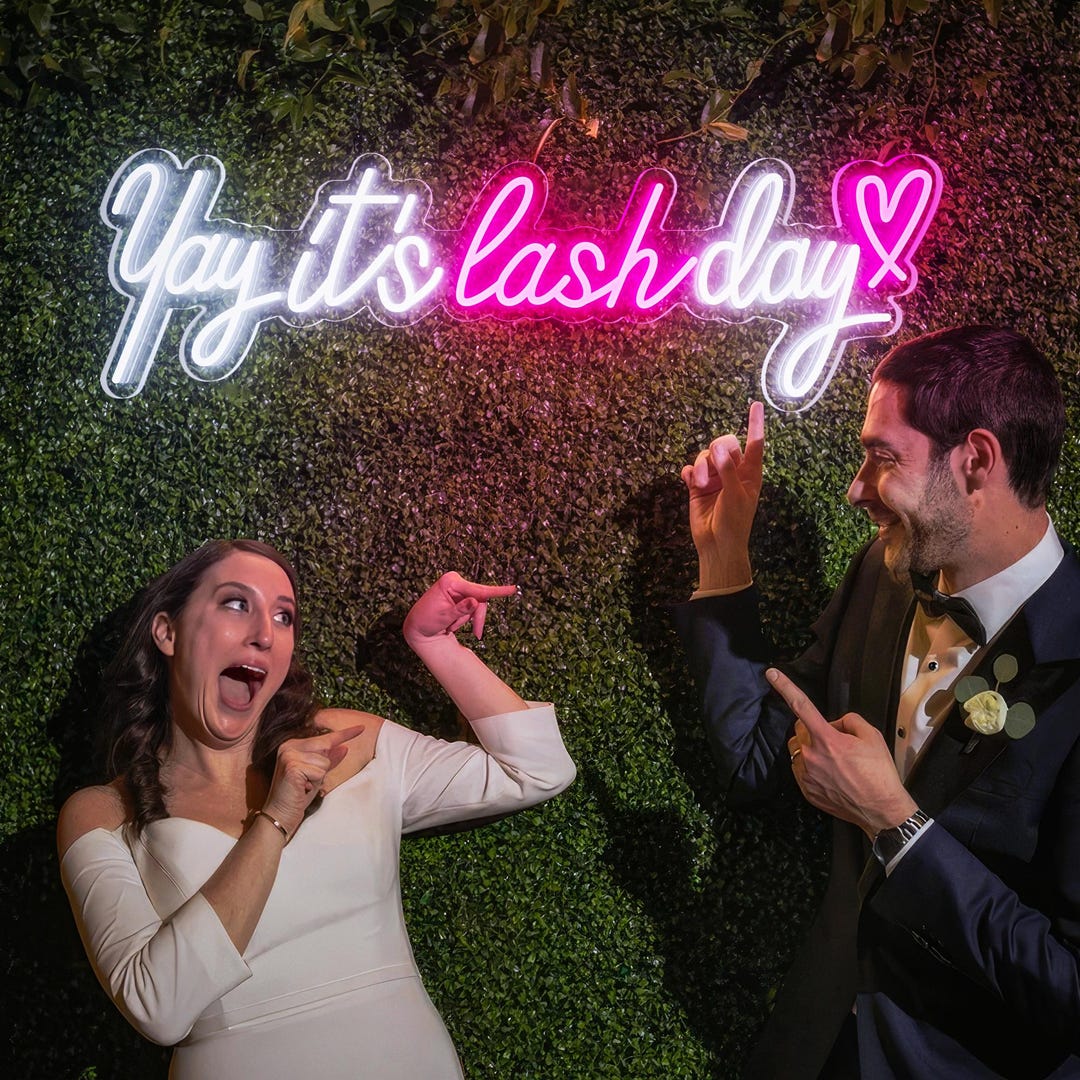 Yay It's Lash Day Heart Custom LED Neon Sign Night Light Wall Lashes ...