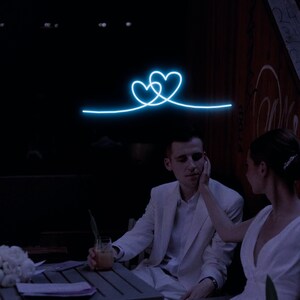 Double Heart Neon Signs, White LED Neon Lights ,decorative Lover Neon ...