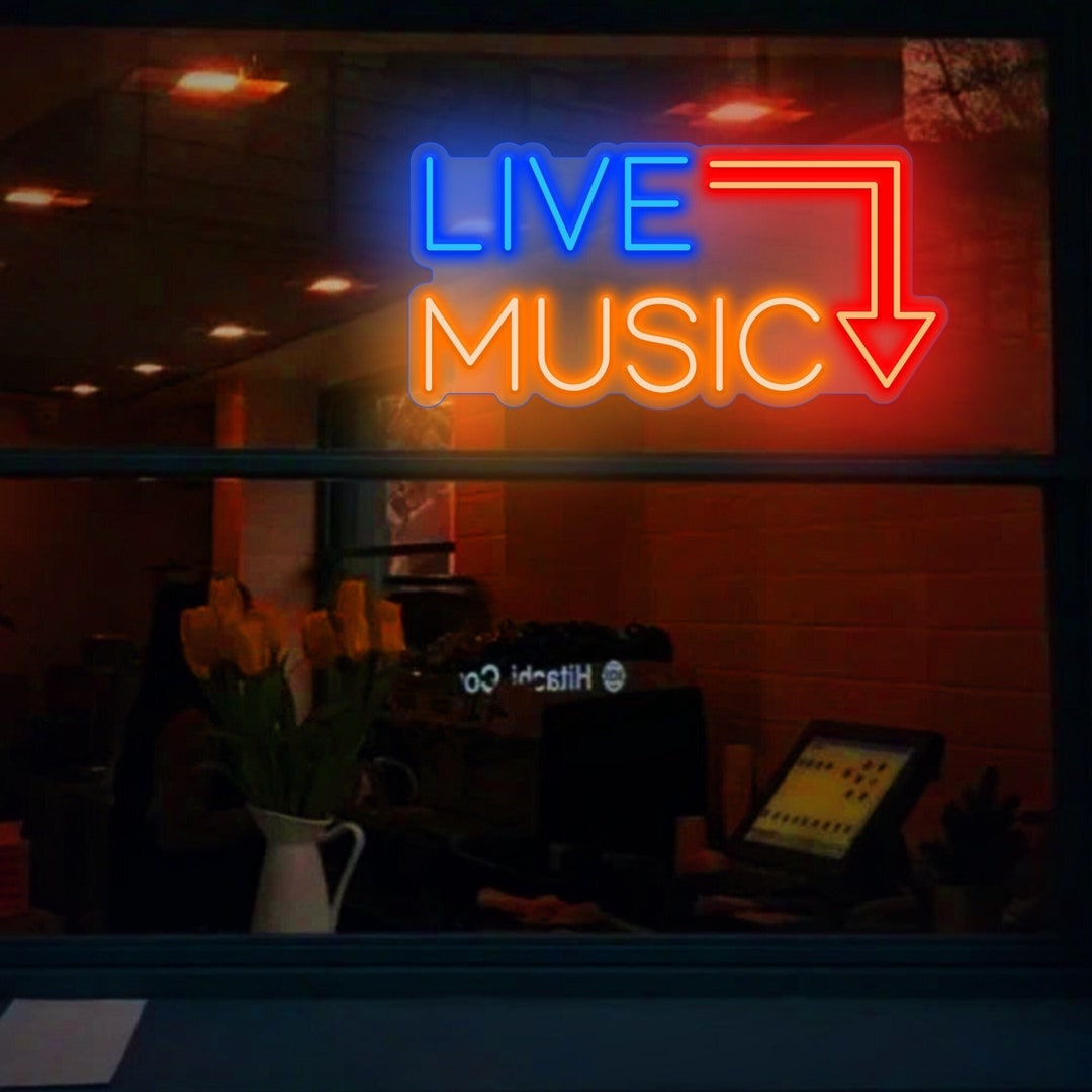 LIVE MUSIC Neon Sign neon Music Sign music Bar Led Sign music Studio ...