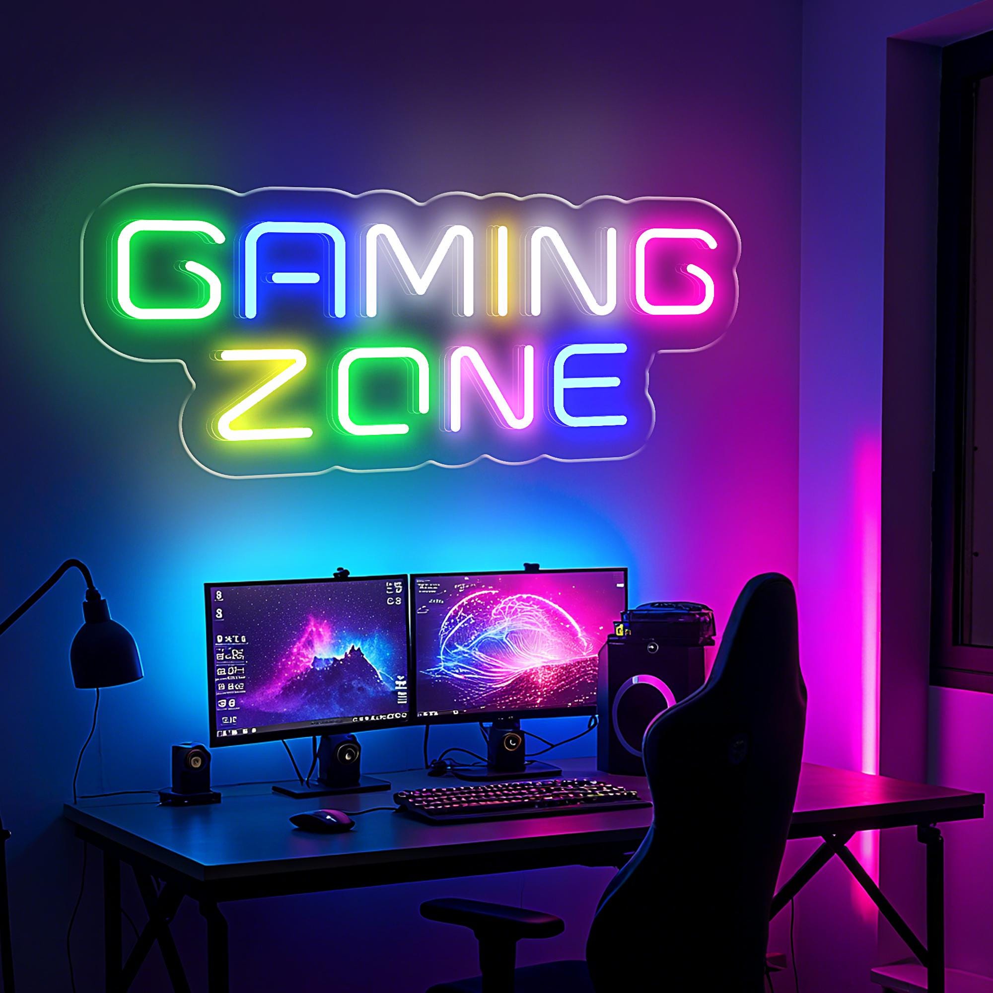Gaming Zone Neon Sign, Game Room Wall Decor, Personalized Gift, Gaming ...