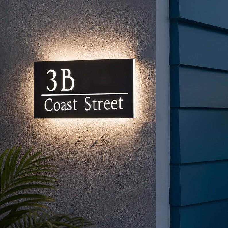 Address Light Box,led Backlit House Number,modern LED House Number ...