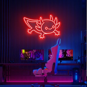 Axolotl Neon Sign/ Hologram Neon Light/ Kawaii Wall Decor/ Animals Neon ...