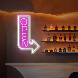 Open Neon Sign, Open Arrow Neon Sign,led Business Open Sign, Custom ...
