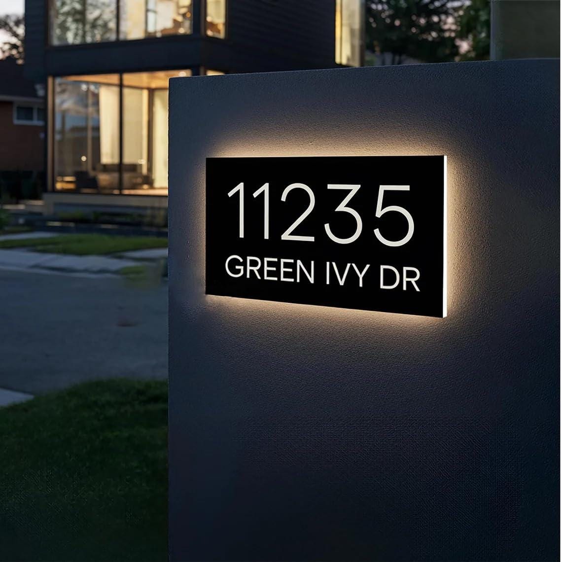 Address Light Box,led Backlit House Number,modern LED House Number ...