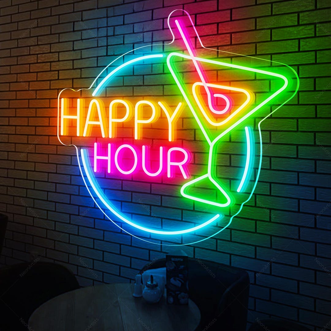 Happy Hour Neon Sign | Bar Neon Sign|cocktails Happy Hour Neon Light ...
