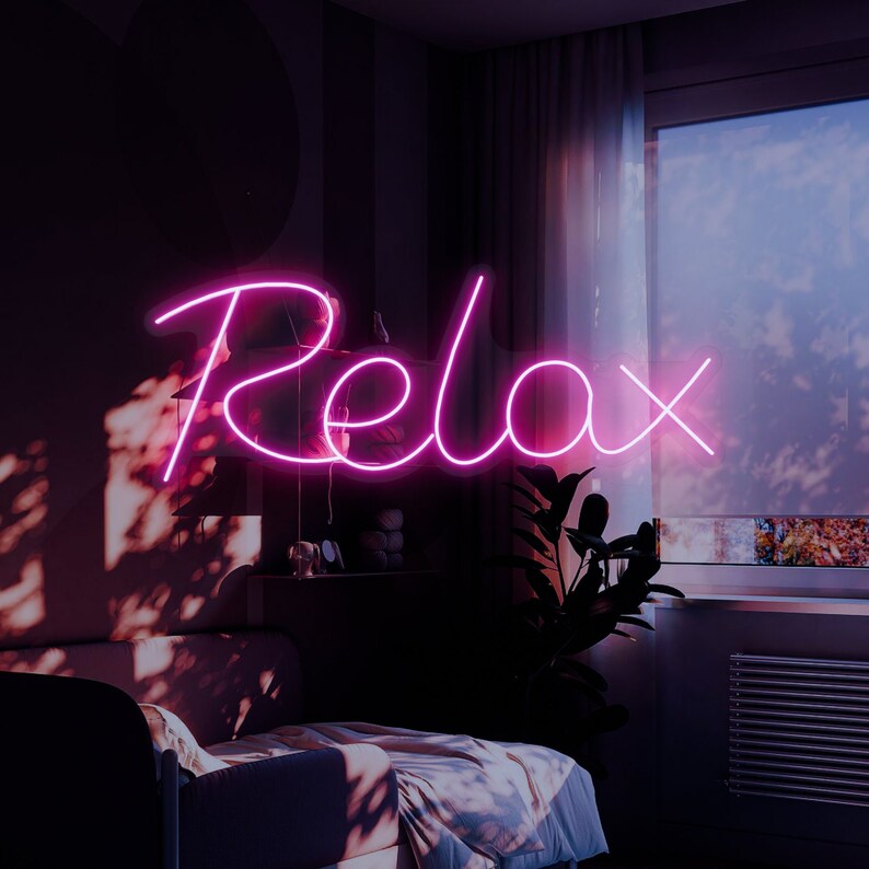 Relax Neon Sign | Relax Wall Art | Neon Sign Bedroom | Room Decor ...