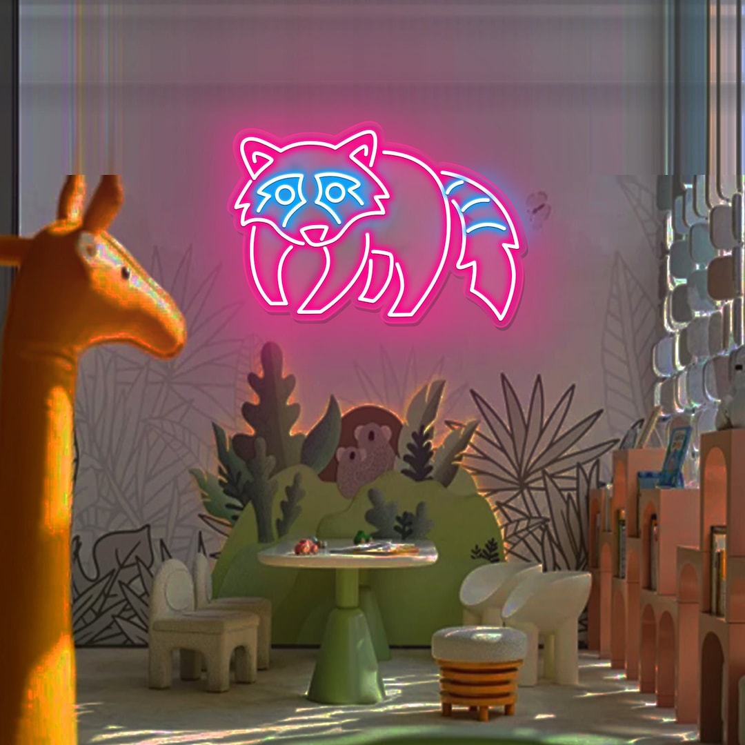 Raccoon Neon Sign/ Cute Raccoon Led Neon/ Animal Raccoon Led Light ...