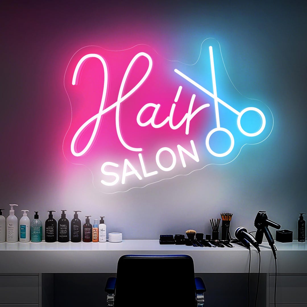 Hair Salon Neon Sign,beauty Salon Sign, Custom Neon Sign,salon Logo ...