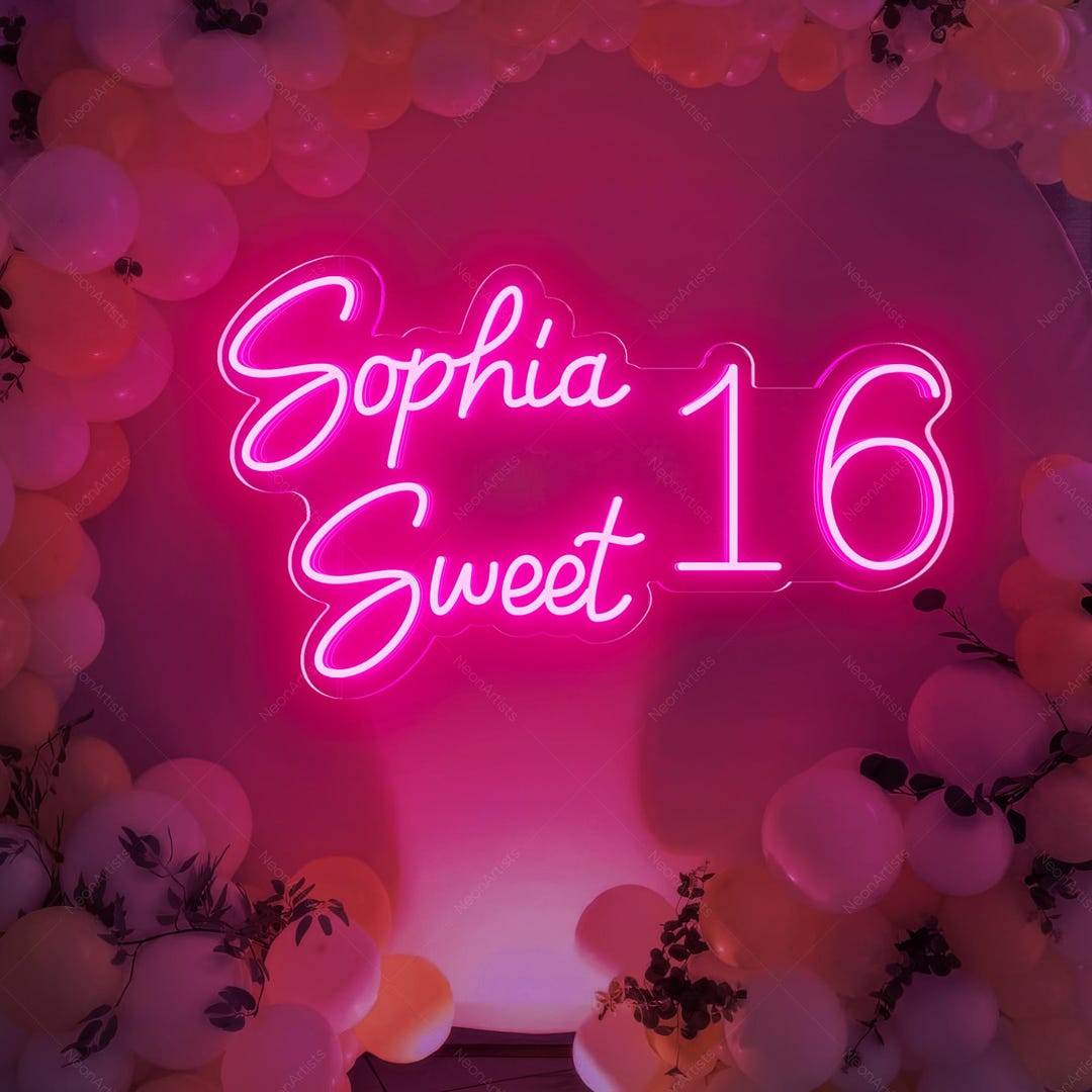 Sweet 16 Neon Sign,birthday Party Decor,21st Number Neon Sign,table ...
