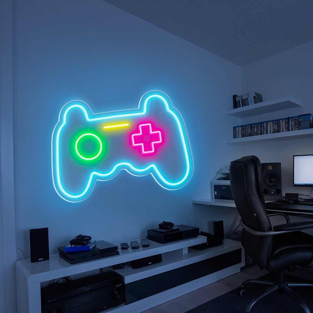 Gamepad LED Neon Lights Signs, Wall Decor Gaming Controller Hanging ...